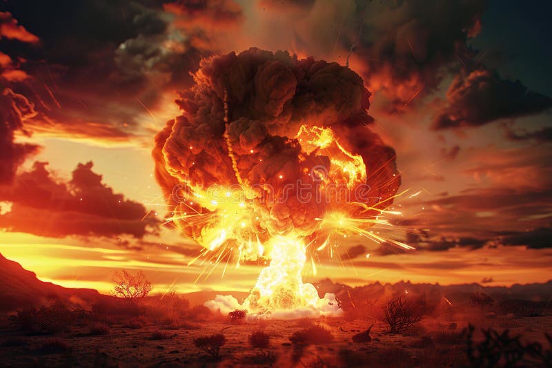 Generative Ai on Theme of Scary Nuclear Explosion in Outdoor, Mushroom ...