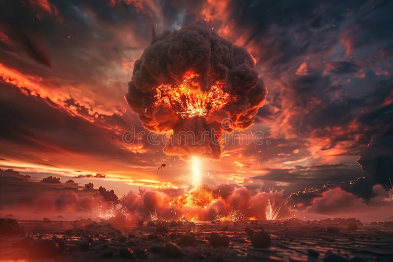 Generative Ai on Theme of Scary Nuclear Explosion in Outdoor, Mushroom ...