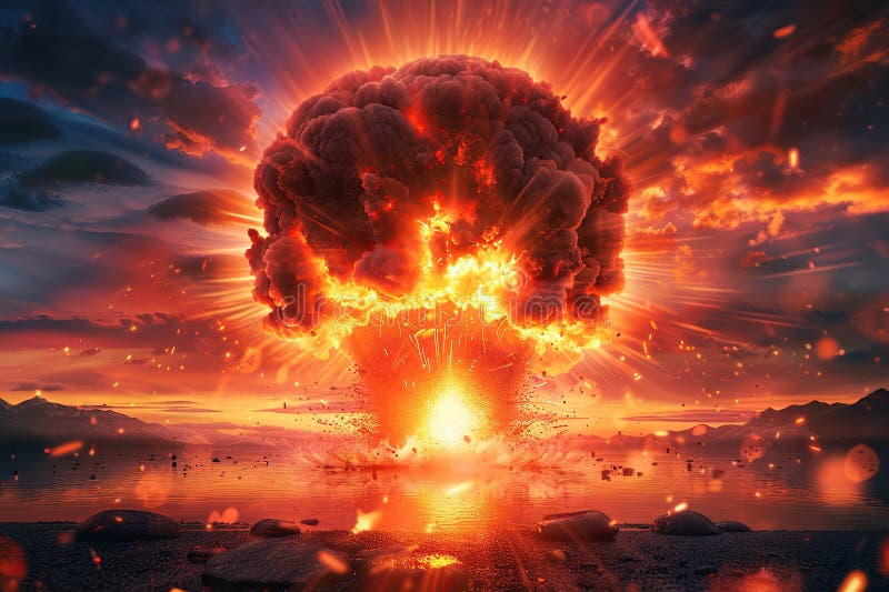 Generative Ai on Theme of Scary Nuclear Explosion in Outdoor, Mushroom ...