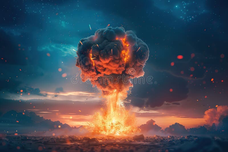 Generative Ai on Theme of Scary Nuclear Explosion in Outdoor, Mushroom ...