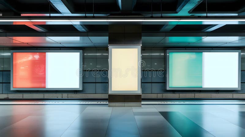 Generative AI Three Big Vertical Poster on Metro Station Business ...