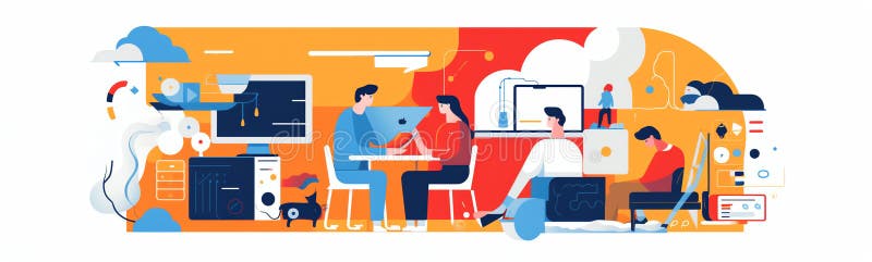 Generative AI Tiny Business Characters Connecting- Stock Photo - Image ...