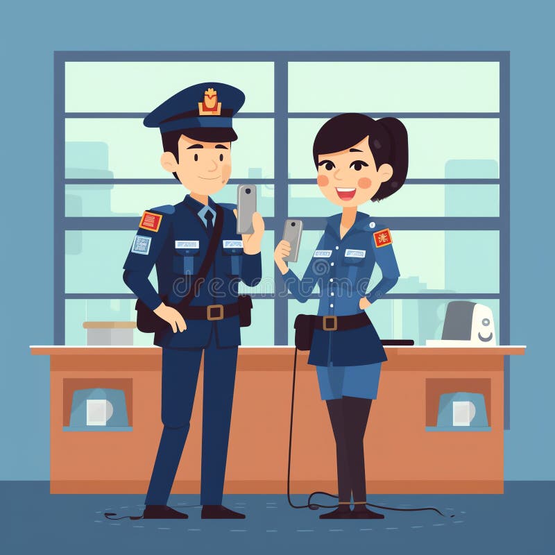 Generative AI Tiny Customs Officer Characters- Stock Illustration ...