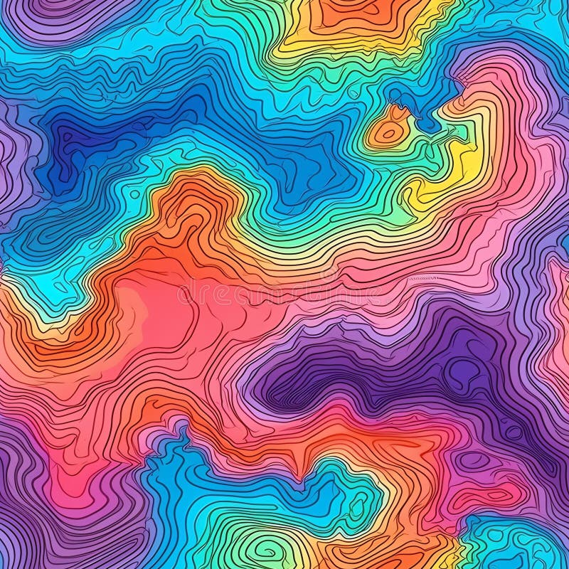 Generative AI Topographic Map Seamless Pattern- Stock Illustration ...