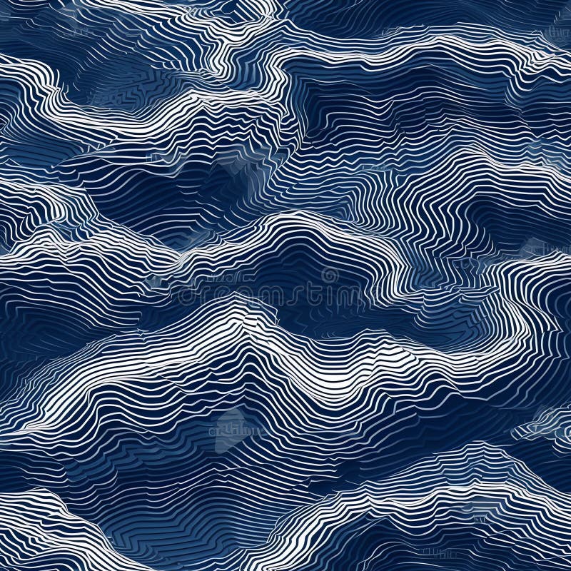 Generative AI Topographic Map Seamless Pattern- Stock Illustration ...