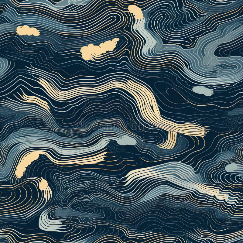 Generative AI Topographic Map Seamless Pattern- Stock Illustration ...