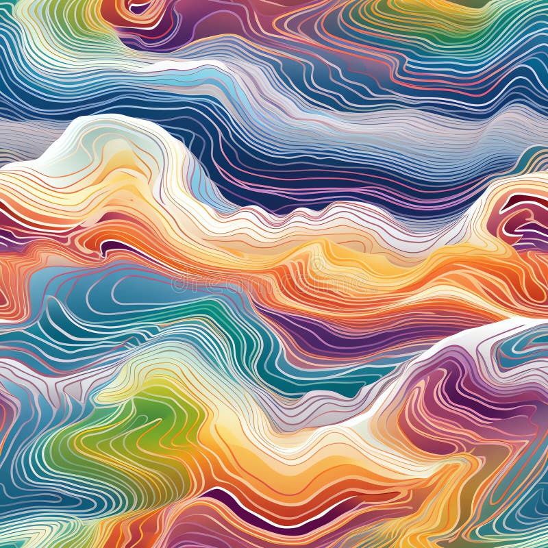 Generative AI Topographic Map Seamless Pattern- Stock Illustration ...