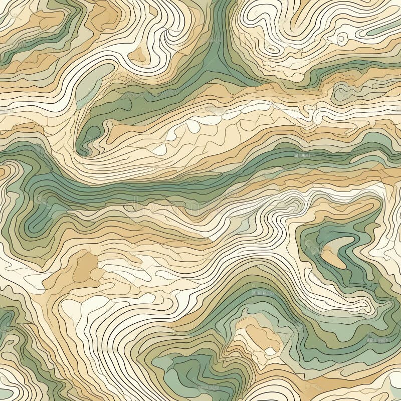 Generative AI Topographic Map Seamless Pattern- Stock Illustration ...