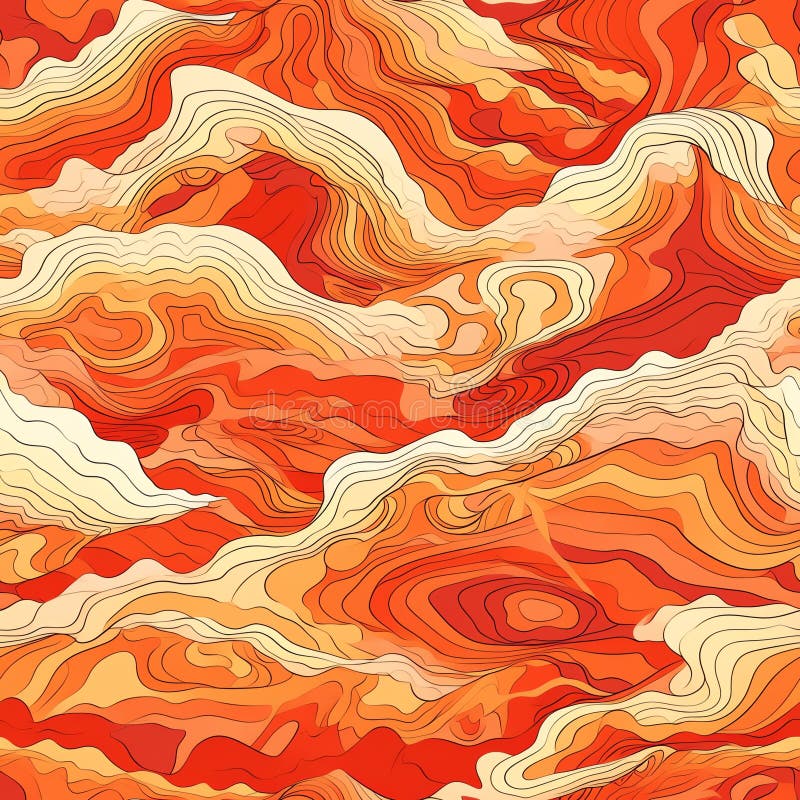 Generative AI Topographic Map Seamless Pattern- Stock Illustration ...