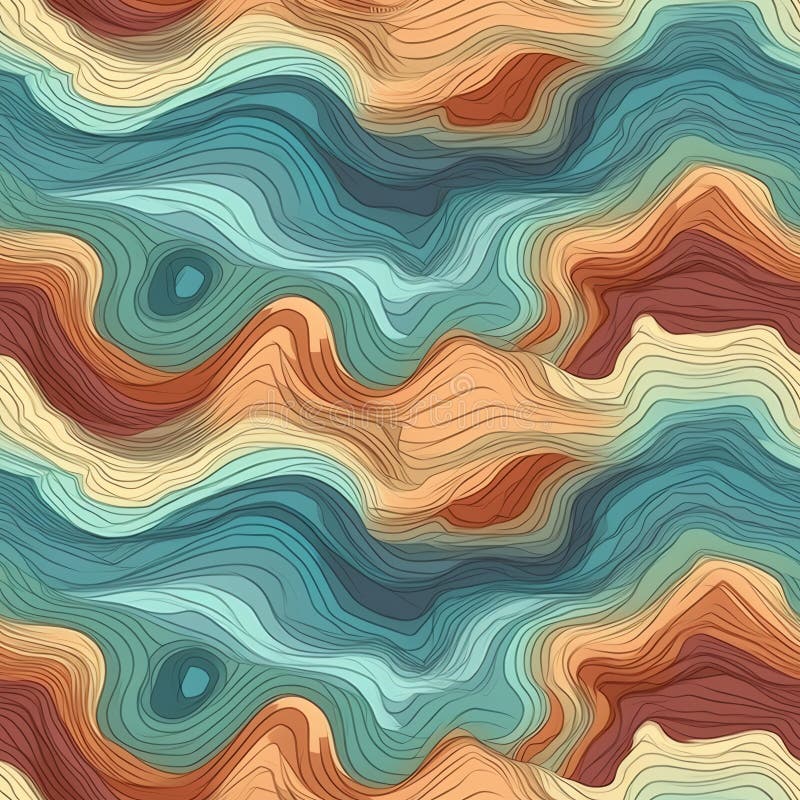 Generative AI Topographic Map Seamless Pattern- Stock Illustration - Illustration of design ...