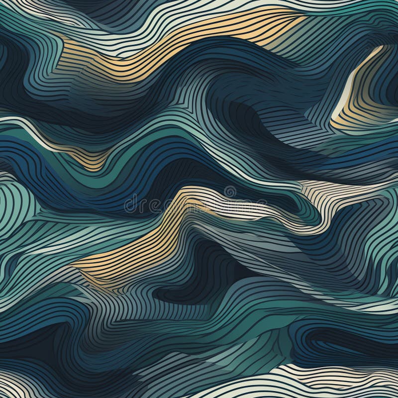 Generative AI Topographic Map Seamless Pattern- Stock Illustration ...