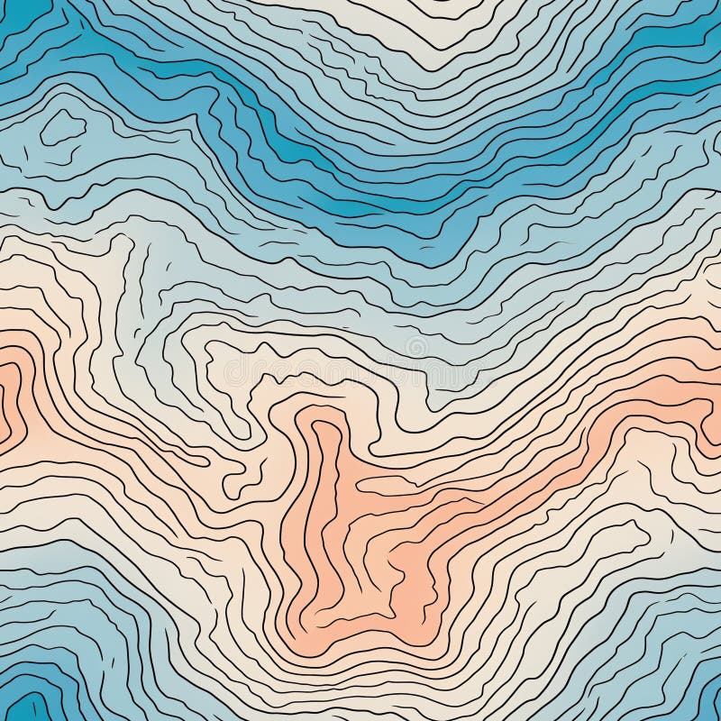 Generative AI Topographic Map Seamless Pattern- Stock Illustration ...