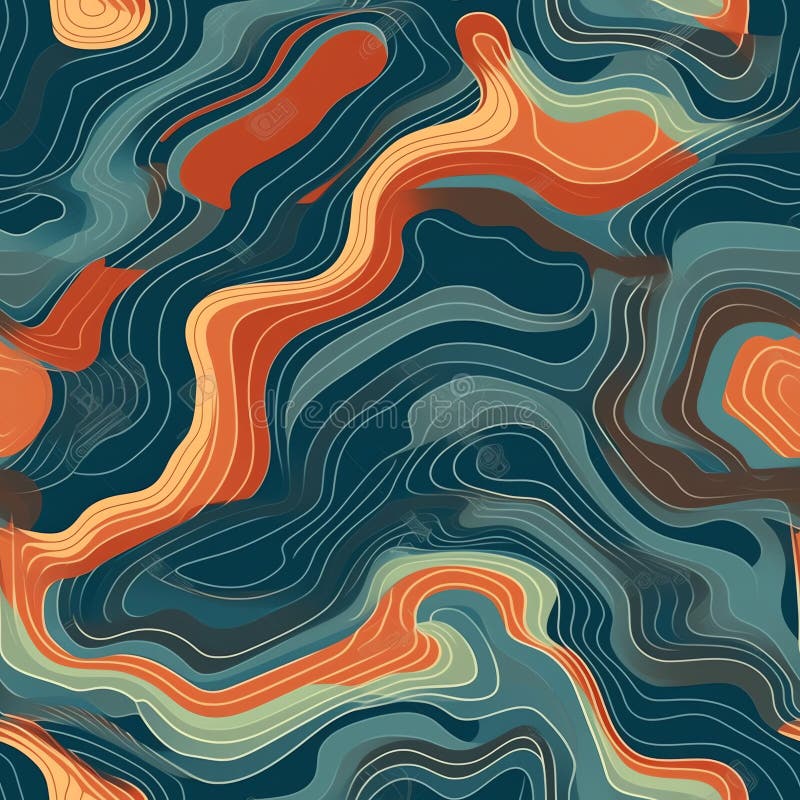 Generative AI Topographic Map Seamless Pattern- Stock Illustration ...