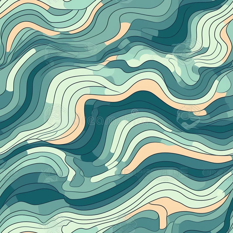 Generative AI Topographic Map Seamless Pattern- Stock Illustration ...