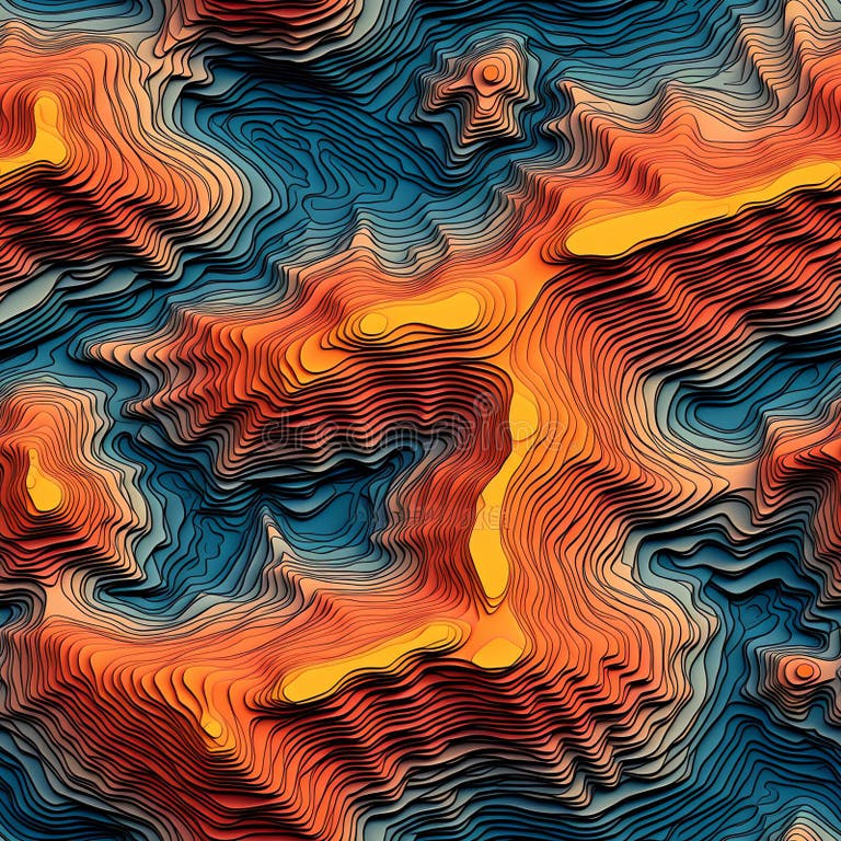 Generative AI Topographic Map Seamless Pattern- Stock Illustration ...