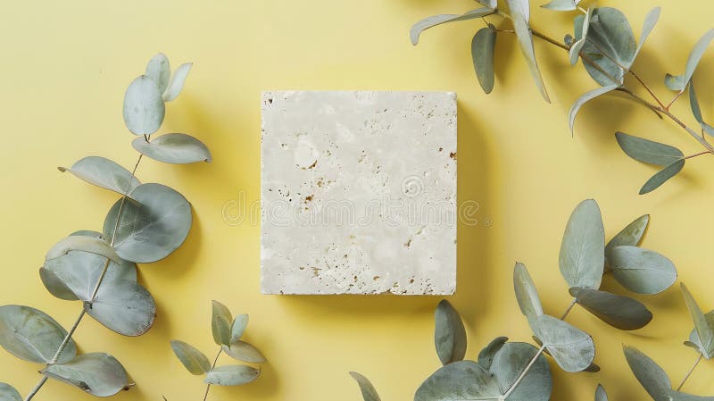 Generative AI Travertine Tiles Empty Square Mockup Template for Product ...