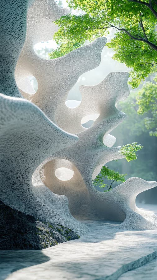 Tree with a White Structure in the Center Surrounded by Green Foliage ...
