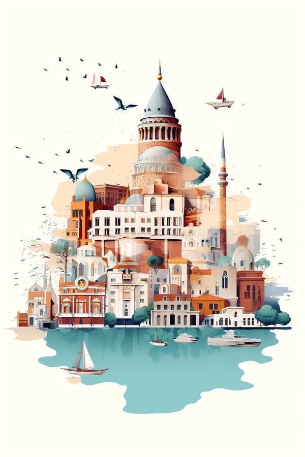 Generative AI Turkey National Elements with- Stock Illustration ...