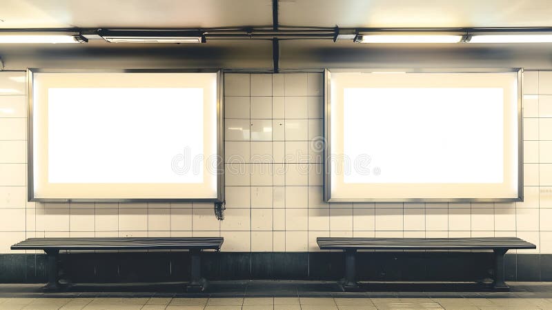 Generative AI Two Blank Subway Advertisements Copyspace Isolated ...