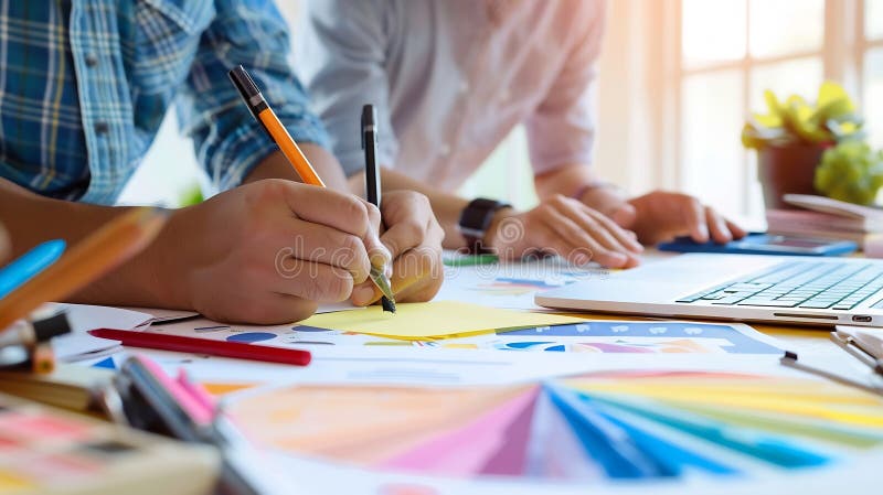 Generative AI Two Web Designers Brainstorming for Ideas and Sketching ...