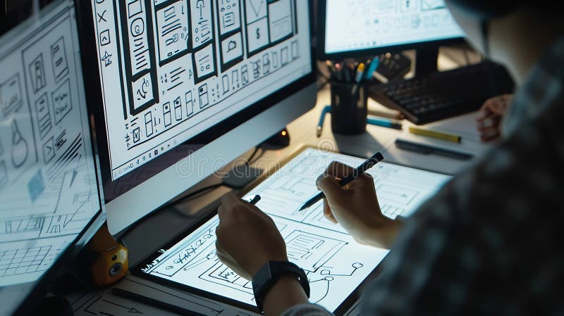 Wireframe UI, UX and GUI Layout with Different Login Screens. Stock Illustration - Illustration ...