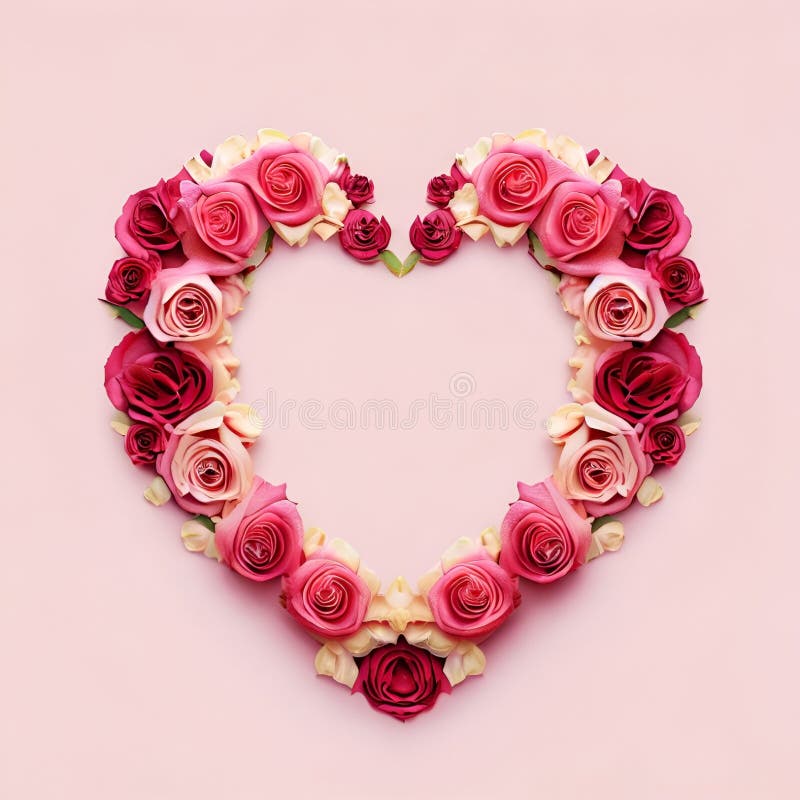 Generative AI Valentine S Day Roses in Heart Shape Stock Illustration ...