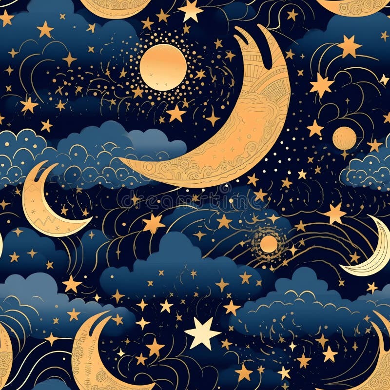 Generative AI Vector Blue Seamless Pattern- Stock Illustration ...