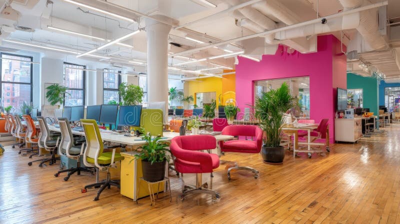 Generative AI Vibrant Modern Office Space with Open Layout ...
