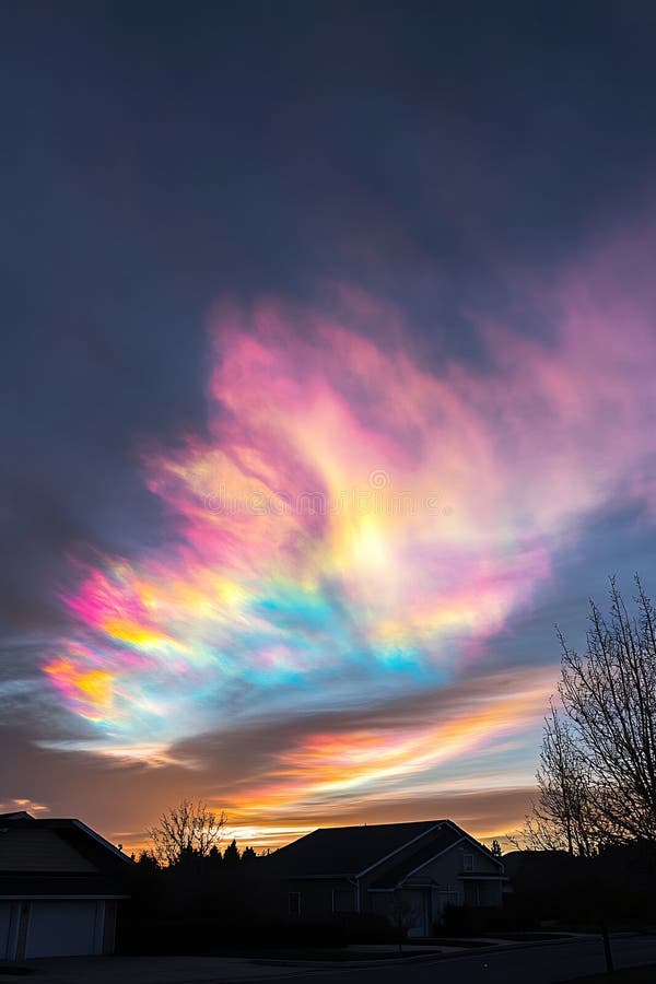 Generative AI Vibrant Rainbow Colored Clouds in a Dramatic Sunset Sky ...