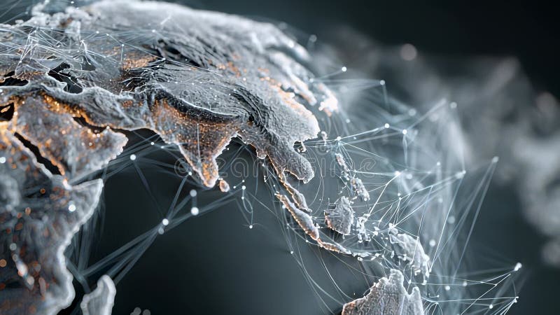 Generative AI Video Abstract World Map Network: Asia, India, and Southeast Asia Connected by ...