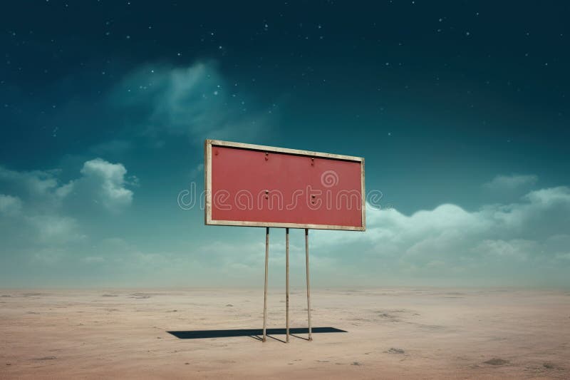 Generative AI, Vintage Empty Sing or Billboard in the Desert of Alien ...