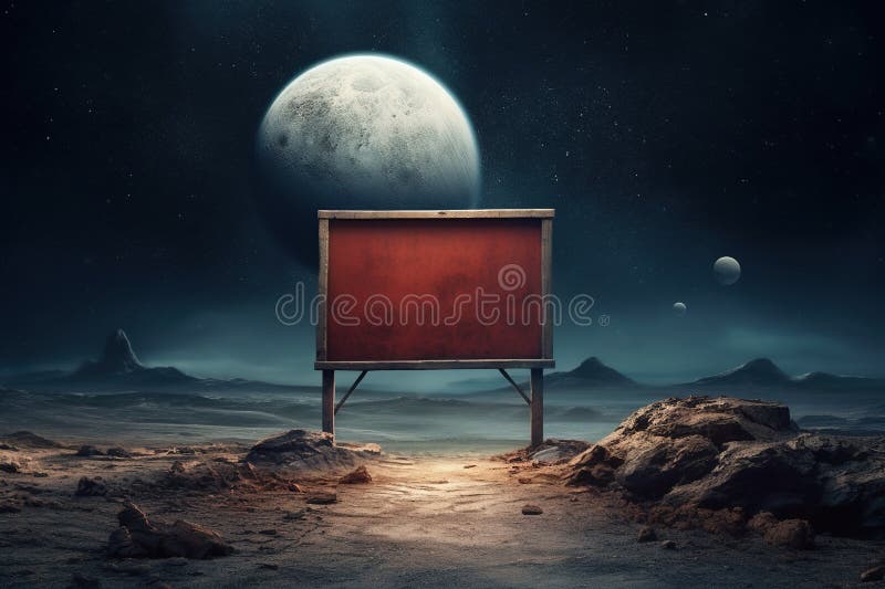 Generative AI, Vintage Empty Sing or Billboard in the Desert of Alien ...