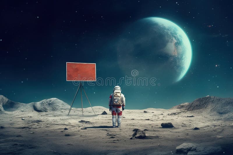 Generative AI, Vintage Empty Sing or Billboard in the Desert of Alien ...