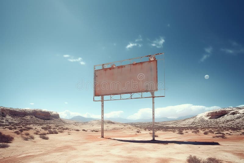Generative AI, Vintage Empty Sing or Billboard in the Desert of Alien ...