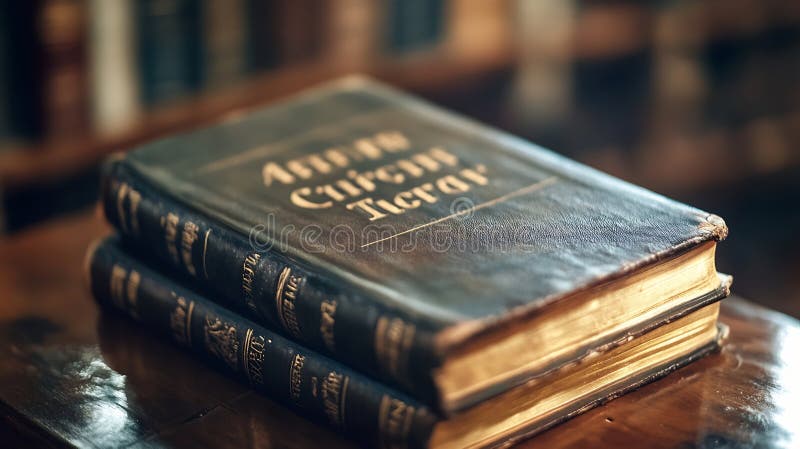 Generative AI Vintage Stack of Antique Books Reflecting Old World ...