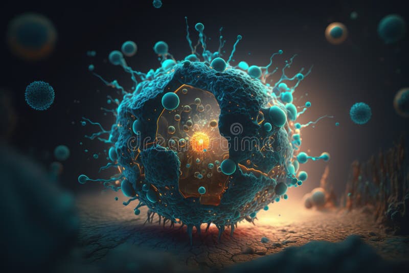 Generative AI. Virus Pathogen or Virus Particle Interacting with Cell ...