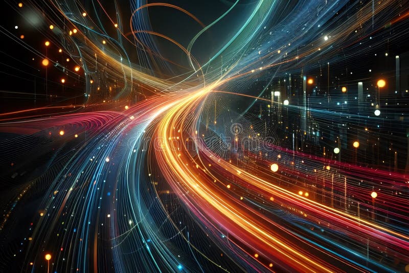 Generative AI. Wallpaper. Abstract Background with Glowing Lines and ...