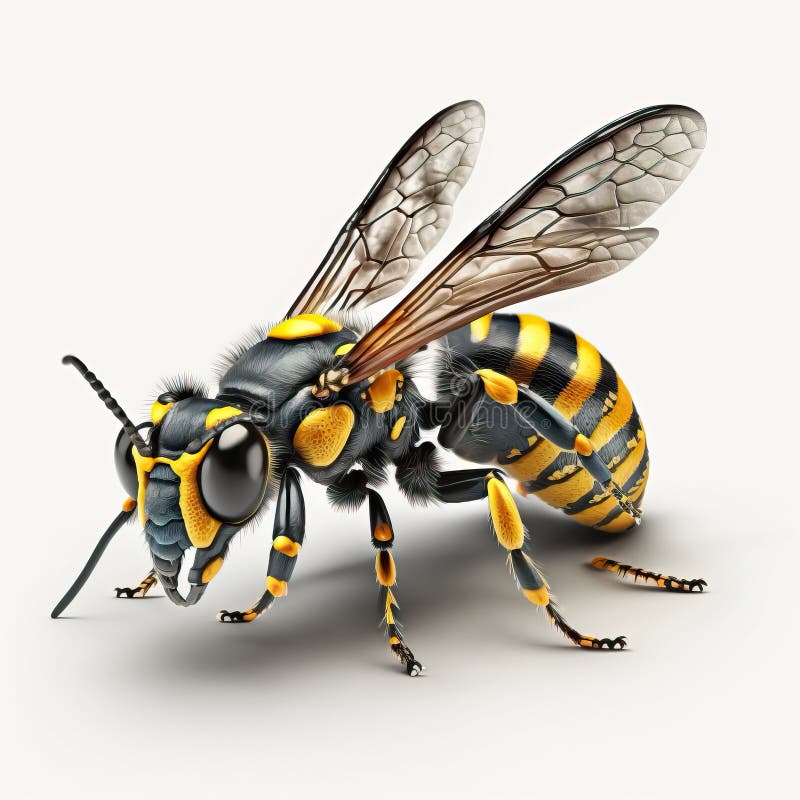 Generative AI of a Wasp Isolated on White Background Stock Illustration ...