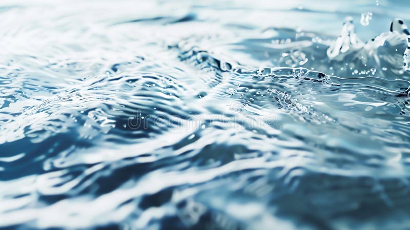 Generative AI Water Layout Surface with Ripples Blue Water Transparent ...