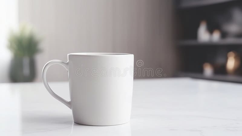 Generative AI, White Ceramic Cup Set-up in at Home Interior, Mug Mock ...