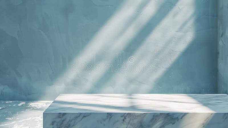 Generative AI White Marble Table Corner with Light Beam Shadow and ...