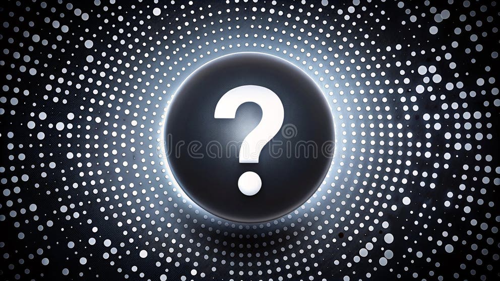 A White Question Mark is Displayed on a Black, Circular Background ...