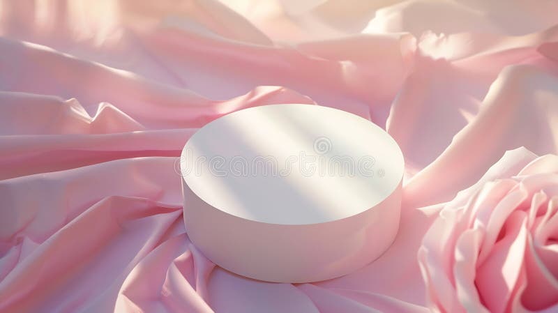 Generative AI White Round Polystyrene Showcase on Abstract Textured ...