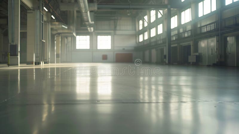 Generative AI Wide Shot of Industrial Hall Empty and Clean Business ...