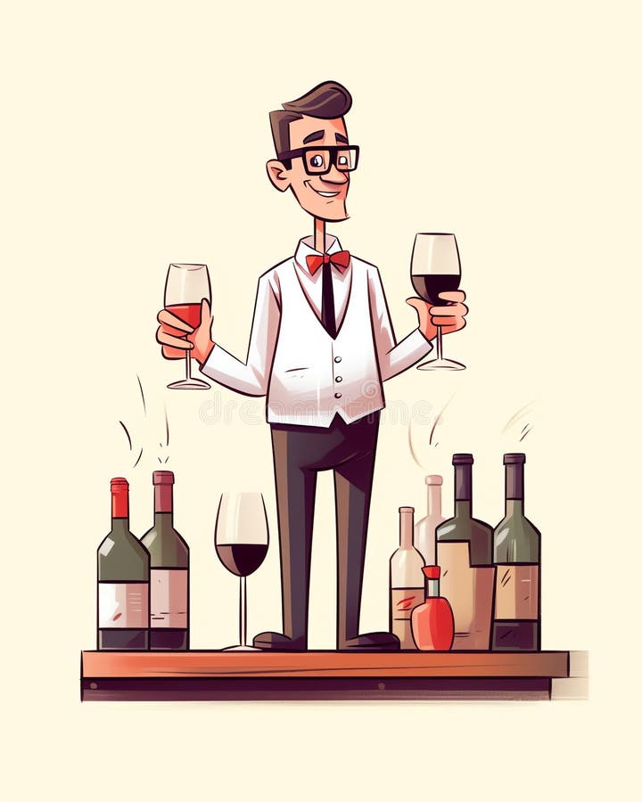 Generative AI Winemaker Cartoon with Grapes- Stock Image - Image of ...