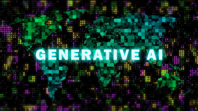 Generative Ai Word on World Map Stock Illustration - Illustration of ...