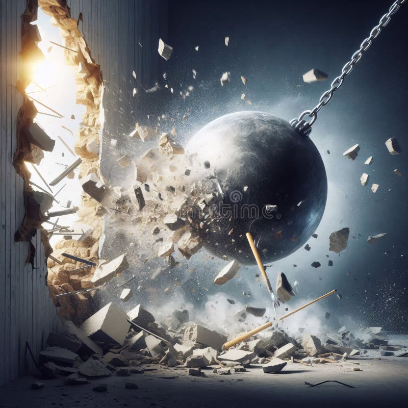 Generative AI Wrecking Ball Shattering the White Wall Stock ...