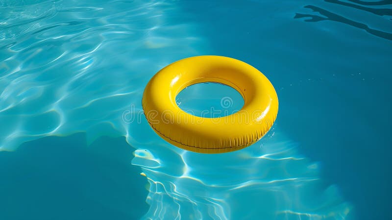Generative AI Yellow Pool Float, Ring Floating in a Refreshing Blue ...
