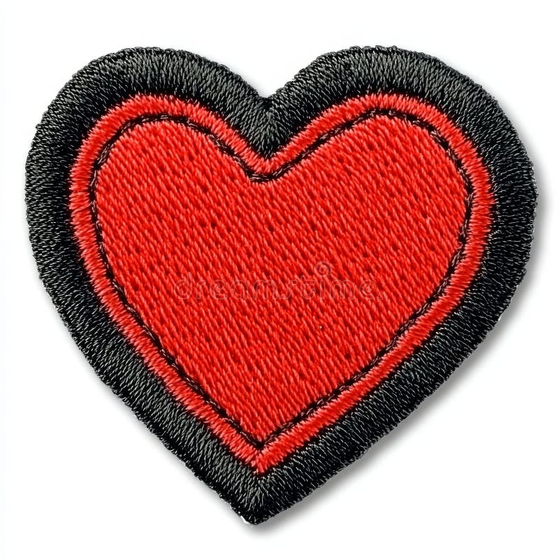 Generative Aitransparent Background Png of Embroidered Heart Patch ...