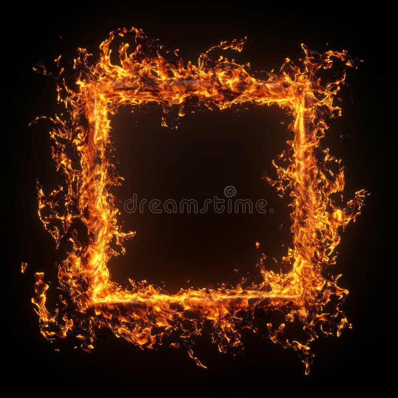 Art of a Flaming Frame Isolated on Black. Stock Image - Image of border ...